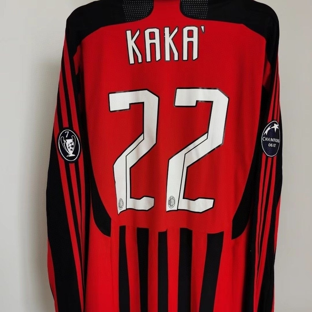 Camisa do AC Milan 0708 UEFA Champions League em casa Nestapirlo uniforme Kaká de manga comprida ...