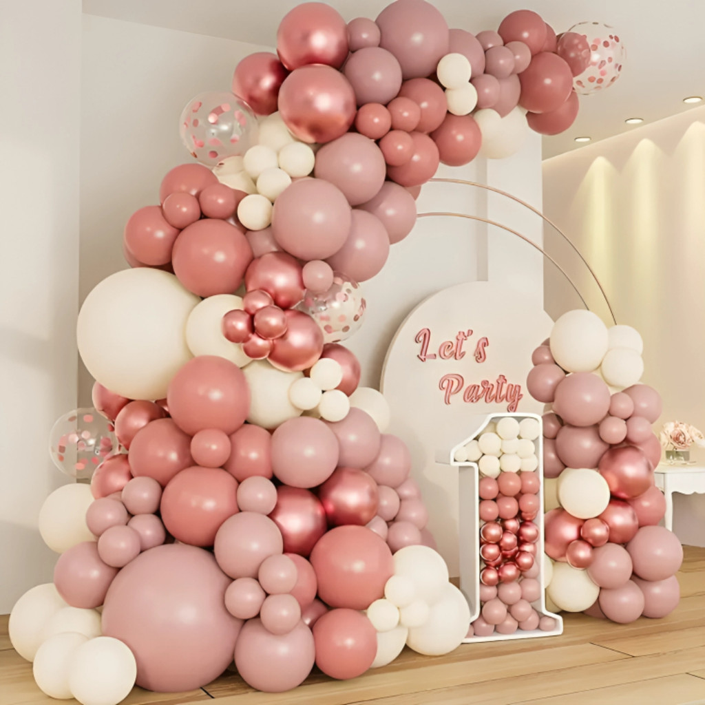 Kit Balões Rose Gold Metalizado Bexiga Bege Festa Decoração | Shopee Brasil