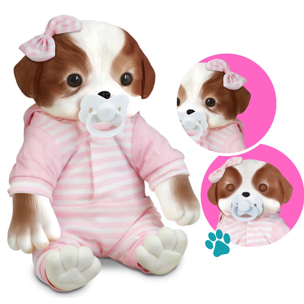 Boneco Pet Reborn Shitzu Cachorrinho Vinil Miniatura Com Acessórios ...