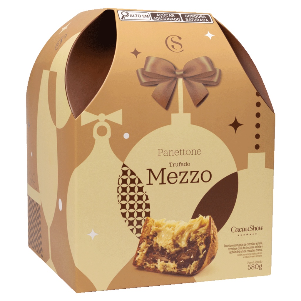 Panetone Trufado Mezzo 580g Gotas de Chocolate Cacau Show | Shopee Brasil