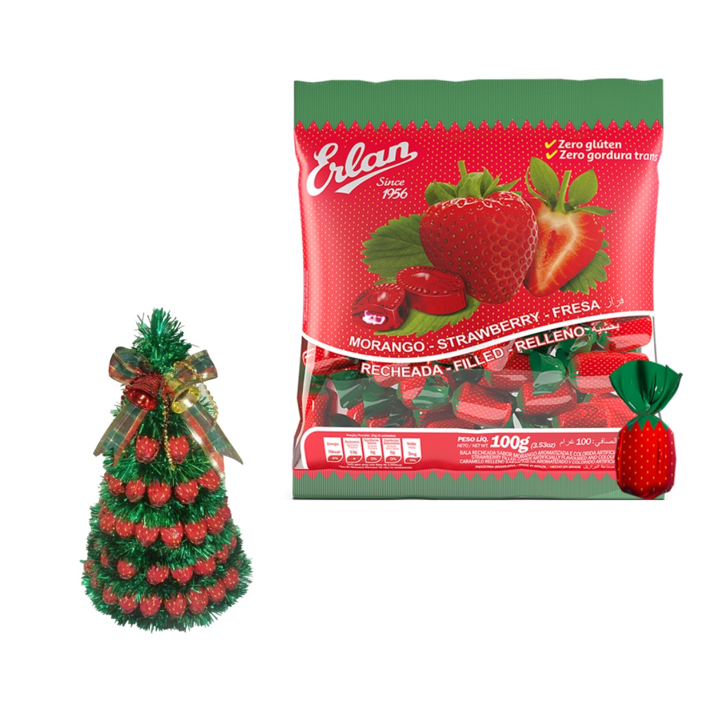 BALA ERLAN DURA MORANGO RECHEADA 500G | Shopee Brasil