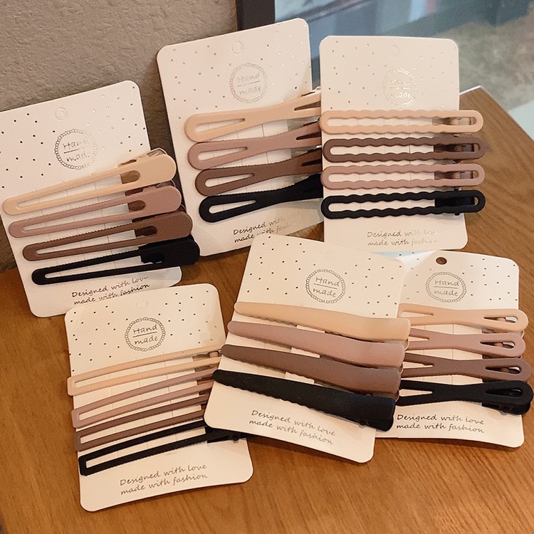 3/4Pcs Coreano Khaki Series Matte Hair Clip Bangs Clips Hairpin ...