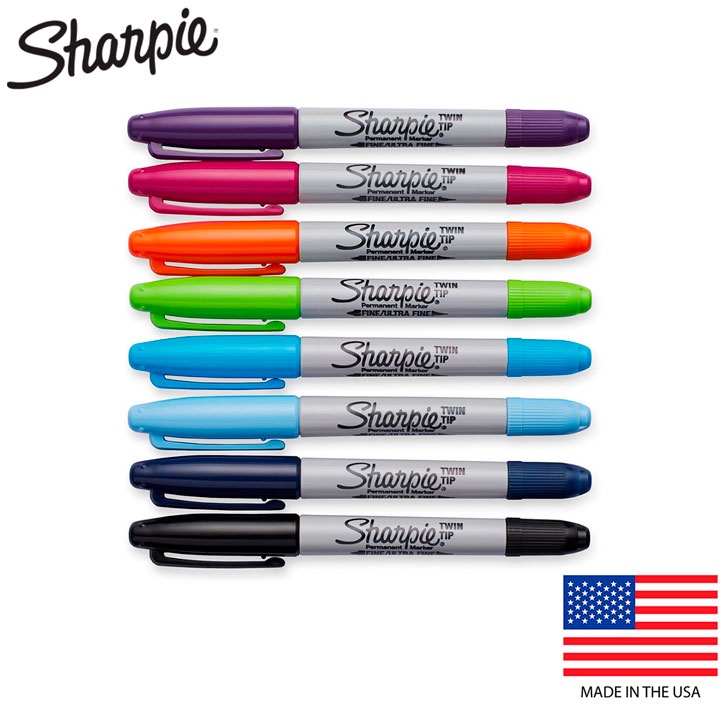 Caneta Sharpie Marcador permanente modelo TWIN 2 Pontas Fina e Ultra ...