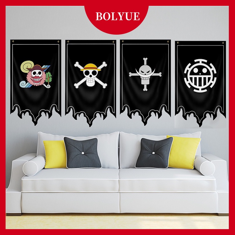 One Piece Chapéu De Palha Bandeira Pirata Animação Macaco Luffy Banner ...