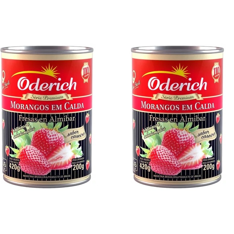 Kit 02 latas Morango em calda Oderich sabor caseiro 180g cada | Shopee Brasil