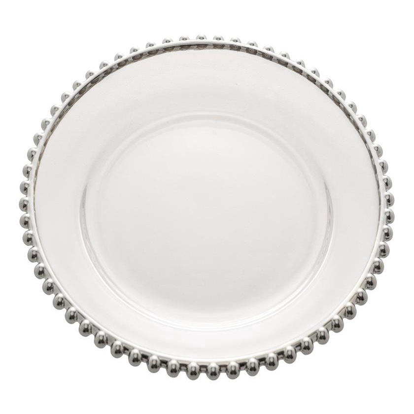 4 Pratos Raso Em Cristal Wolff Pearl Borda Prateada 28cm | Shopee Brasil