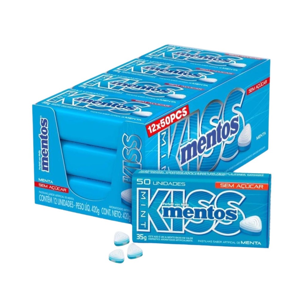 Pastilha Sem Açúcar Mentos Kiss Menta - Latinha Pack 12 Unidades 35g ...