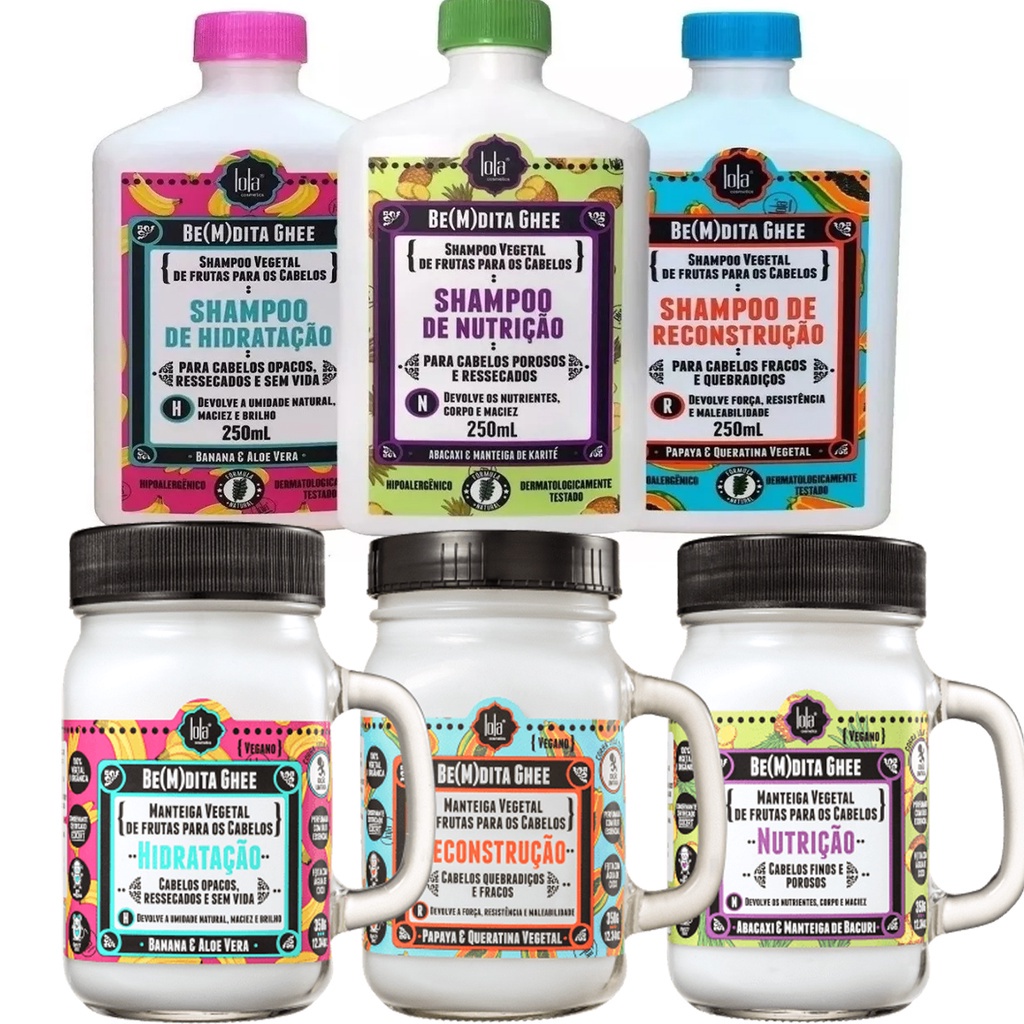 Kit Lola Cronograma Capilar 3x 350g + 3x Shampoo Ghee | Shopee Brasil
