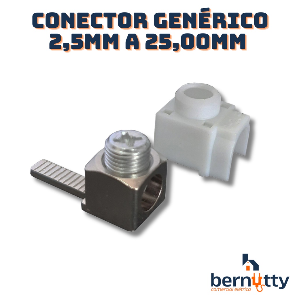 Conector Genérico 2,5mm a 25mm Saída Frontal - 10 Un Terminal DIsjuntor ...