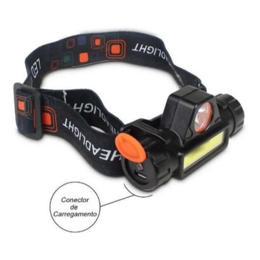 Lanterna De Cabeça 1 Led Com Sinalizador High Power HeadLamp | Shopee ...