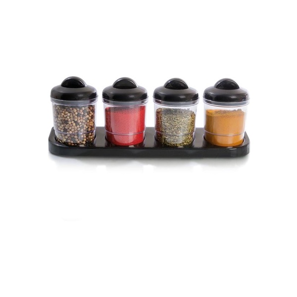 Kit com 4 Potes para Condimentos Transparente com Tampa Preta 100ML ...