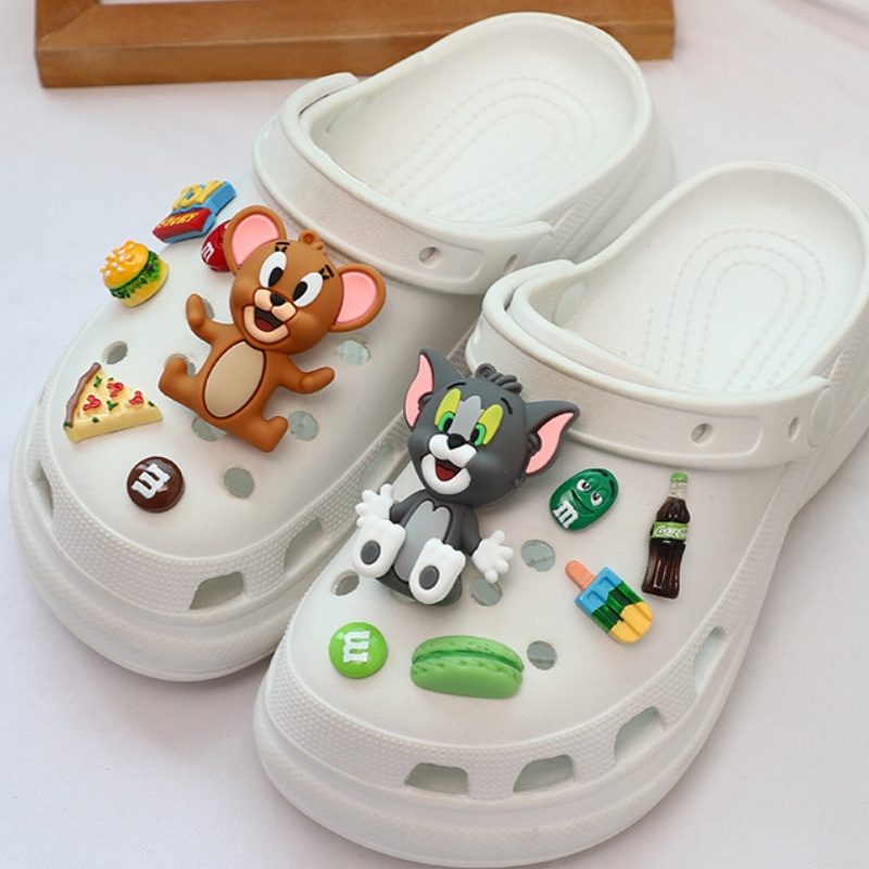 Bonito Macaron Gato Jibits Para croc Conjunto M & Feijão Jibitz Charme ...