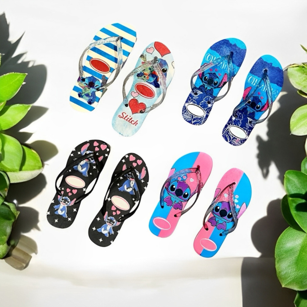 Chinelos Feminino Do Lilo Stitch e Vaquinha Macio Confortável Verão ...