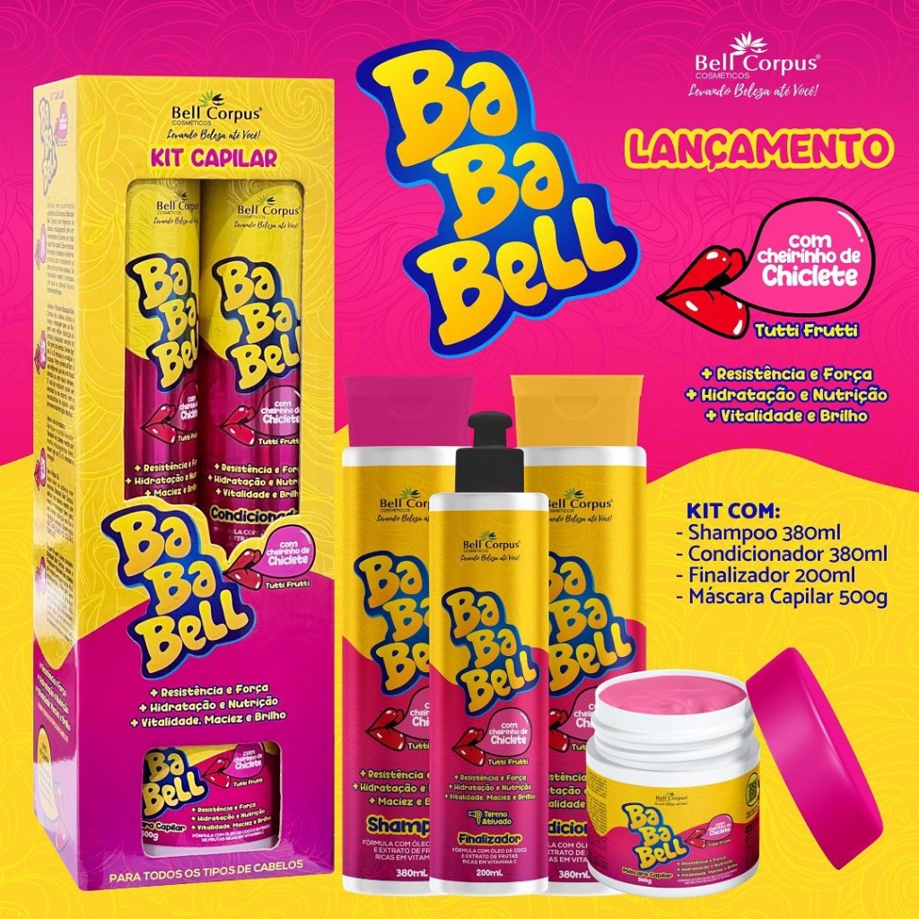 Kit Babalu cheirinho de chiclete - 4 itens (shampoo + cond+ Creme de ...