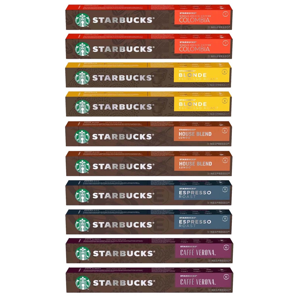 Kit 100 Cápsulas de Café Nespresso Starbucks com 5 Sabores | Shopee Brasil