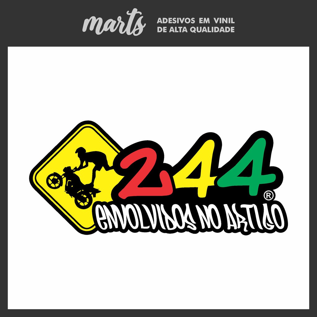 Adesivo "Envolvidos no Artigo 244" para moto (15cm x 6,7cm) | Shopee Brasil