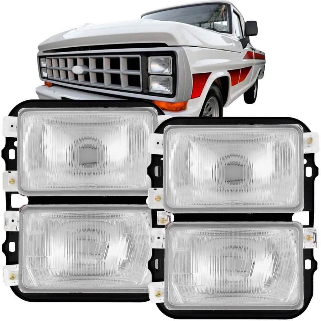 Par Farol Duplo Ford F1000 F4000 85 86 87 88 89 90 91 Vidro | Shopee Brasil