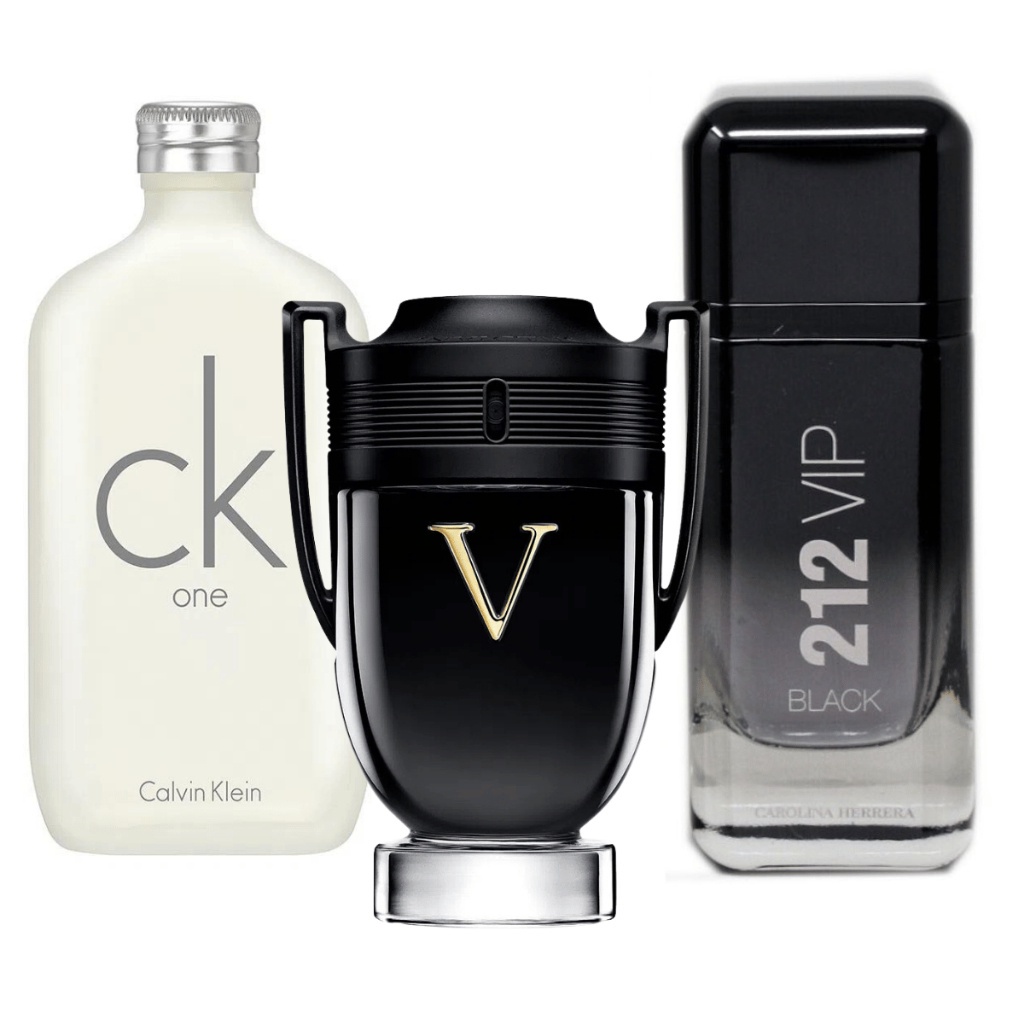 Kit Masculino de Perfume Ck one, Invictus Victory e 212 Vip Black ...