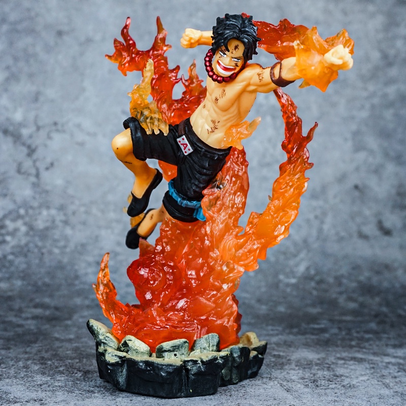 One Piece Fierce Battle Ace Cross Fire Fist Anime Figura Ornamentos One ...