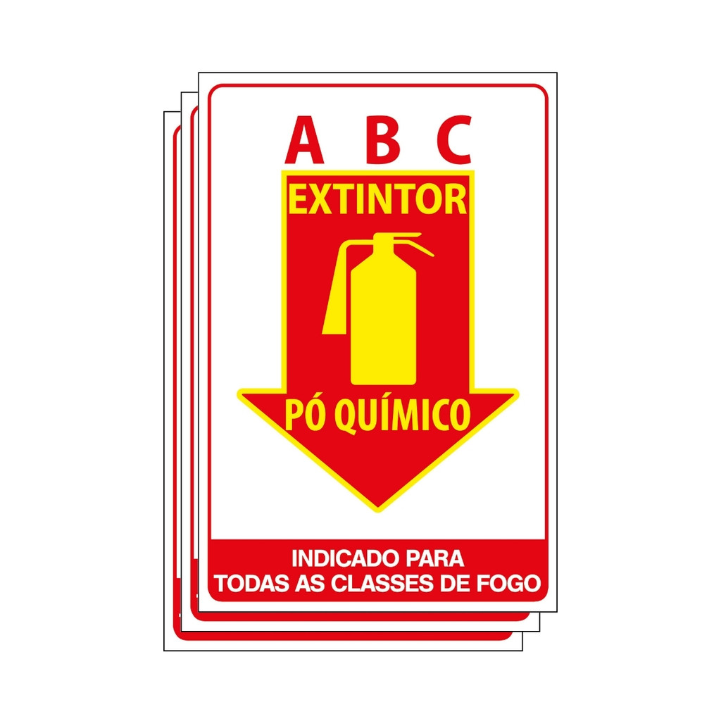 Kit 3 Placas De Sinalização Extintor ABC Pó Químico 20x30 Ecom IA - X ...