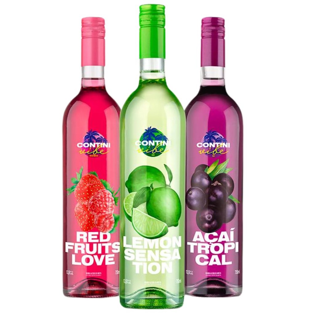 Kit 3un Bebida Alcoólica Mista Contini Vibe 750ml Red Fruits + Lemon ...