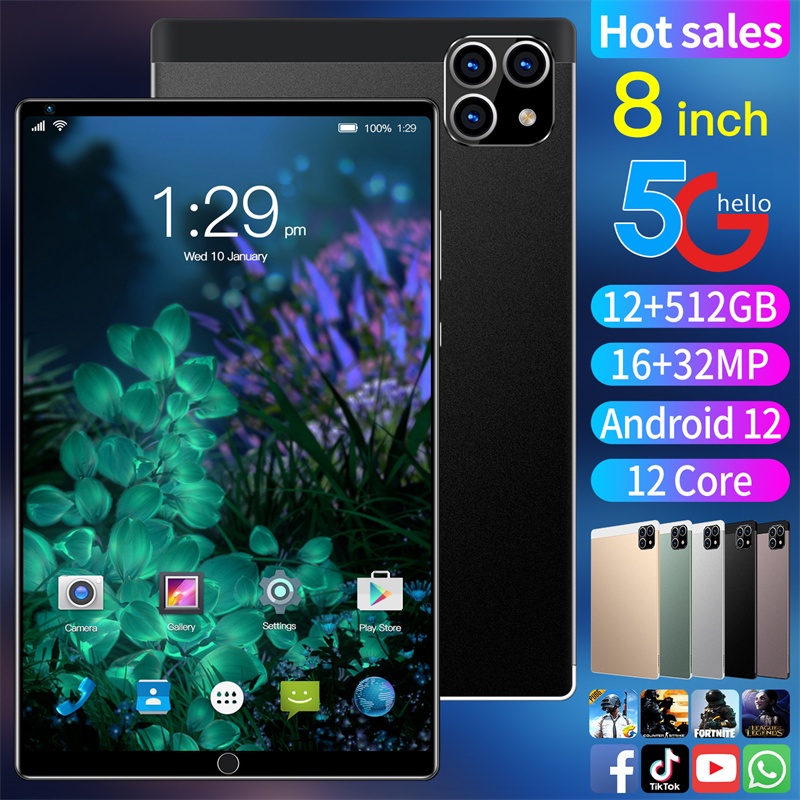 Novo Tablet PC 8 polegadas 12GB + 512GB Android11 GPS Dual Card 5G Wifi ...