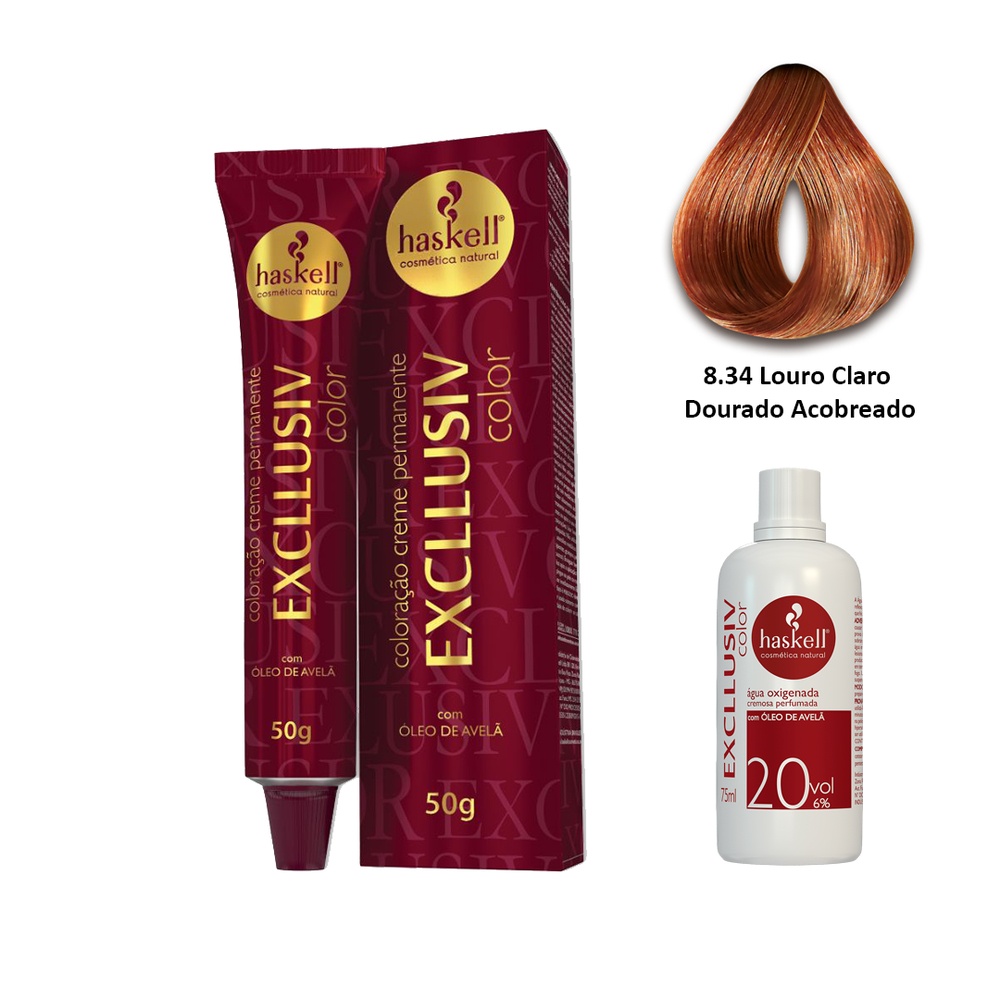 Haskell Coloracao 8.34 Louro Claro Dourado Acobreado | Shopee Brasil