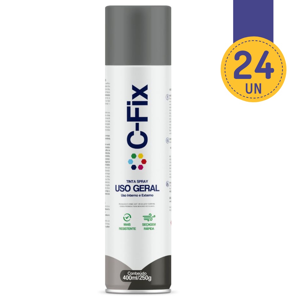 Kit Com 24 Tintas C-fix spray Uso Geral Cinza Escuro 400ml | Shopee Brasil