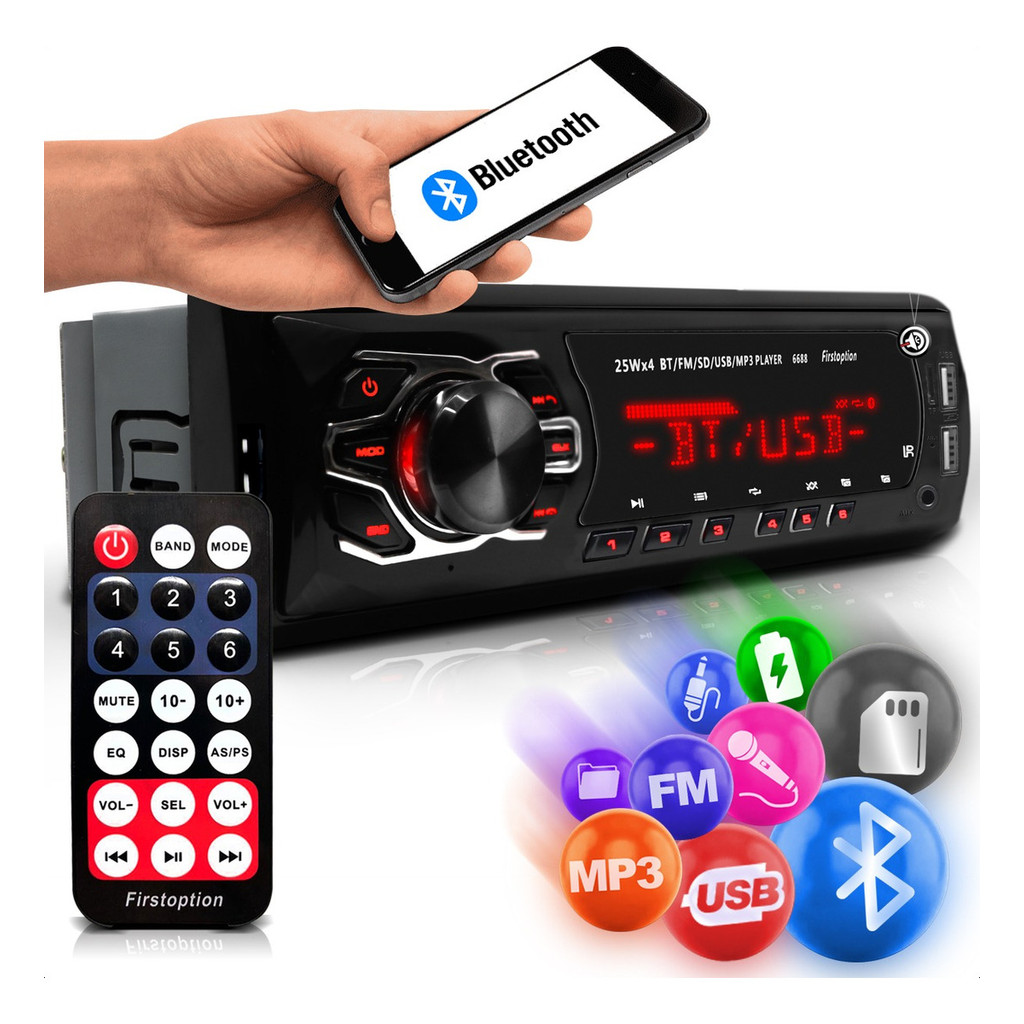 Som Pra Carro Aparelho Rádio Automotivo Bluetooth Bt | Shopee Brasil