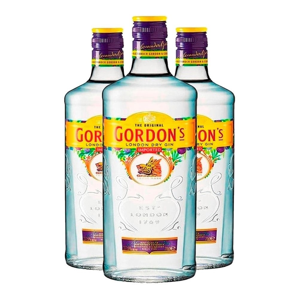 Gin Importado Gordons 750ml - Kit com 3 Garrafas | Shopee Brasil