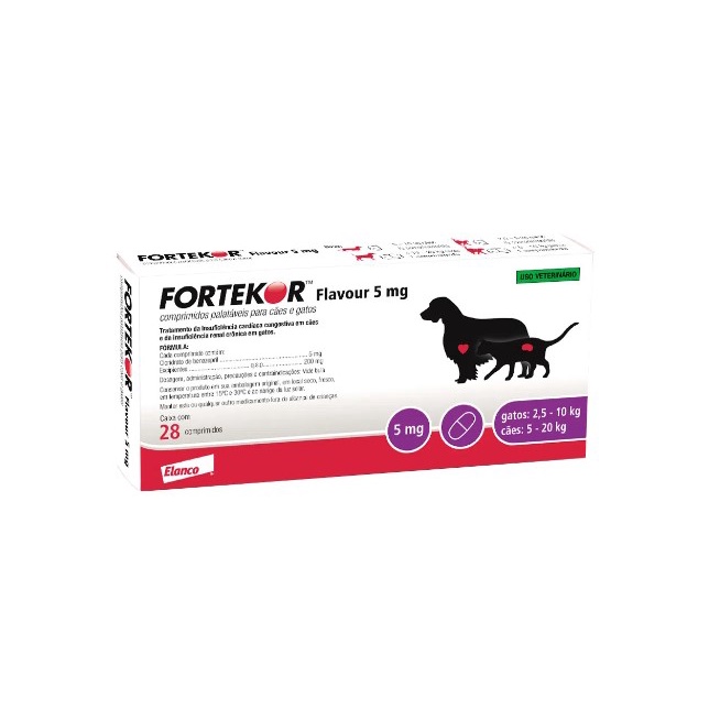 Fortekor Flavour 5mg Para Cães e Gatos - 28 Comprimidos | Shopee Brasil