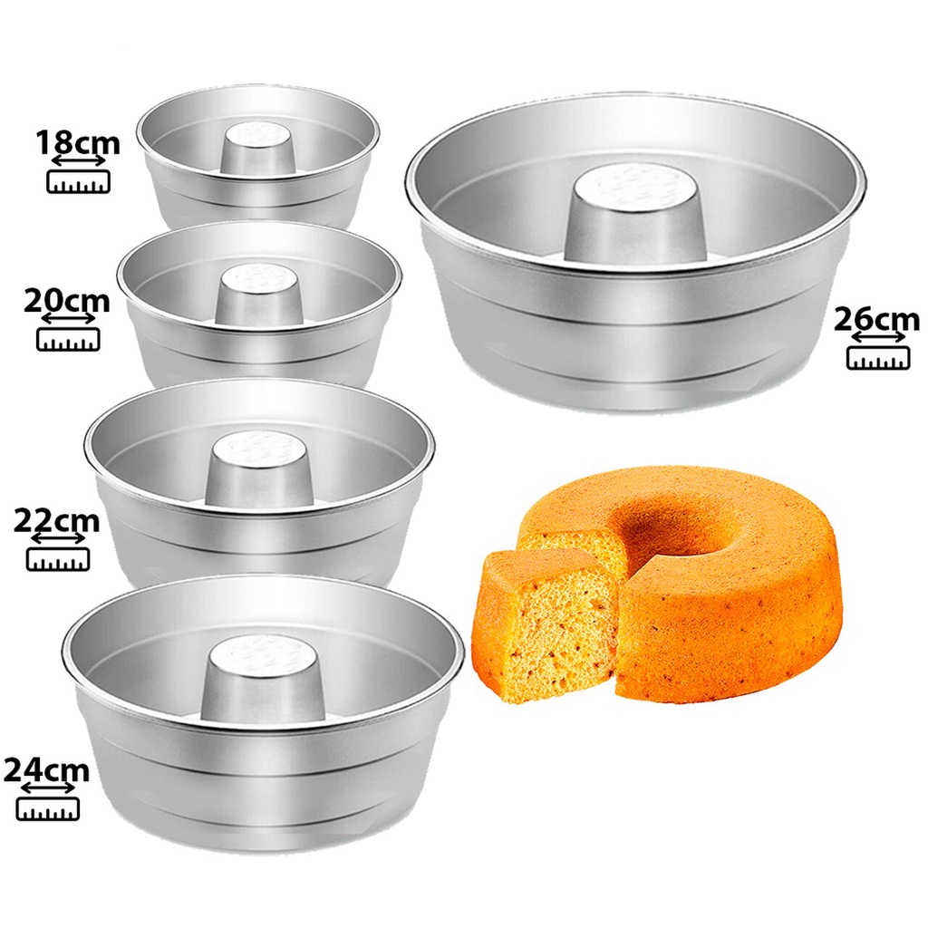 Forma de Bolo 18,20,22,24 e 26cm Com Furo Central Ideal Para Bolos Pudim | Shopee Brasil