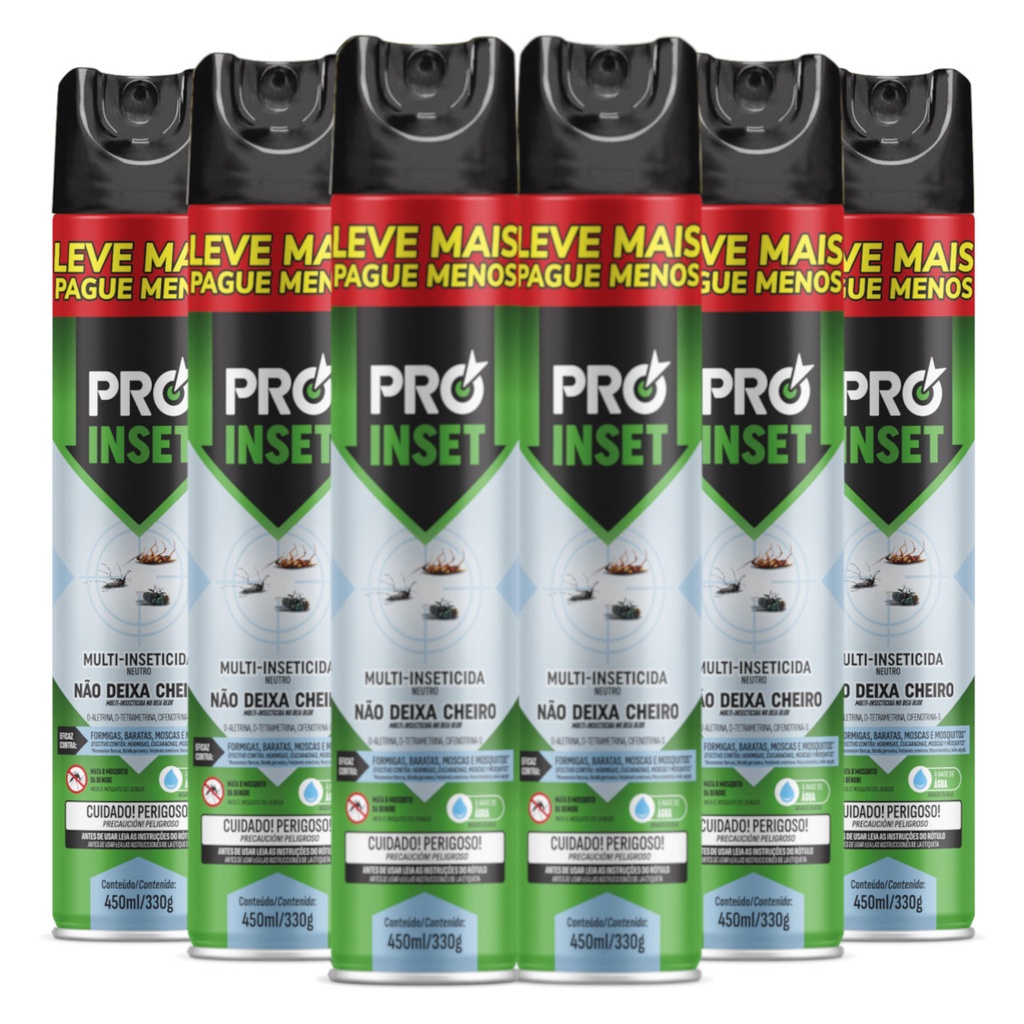 Kit 6 Multi-Inseticida Proinset Sem Cheiro - 450ml/330g | Shopee Brasil