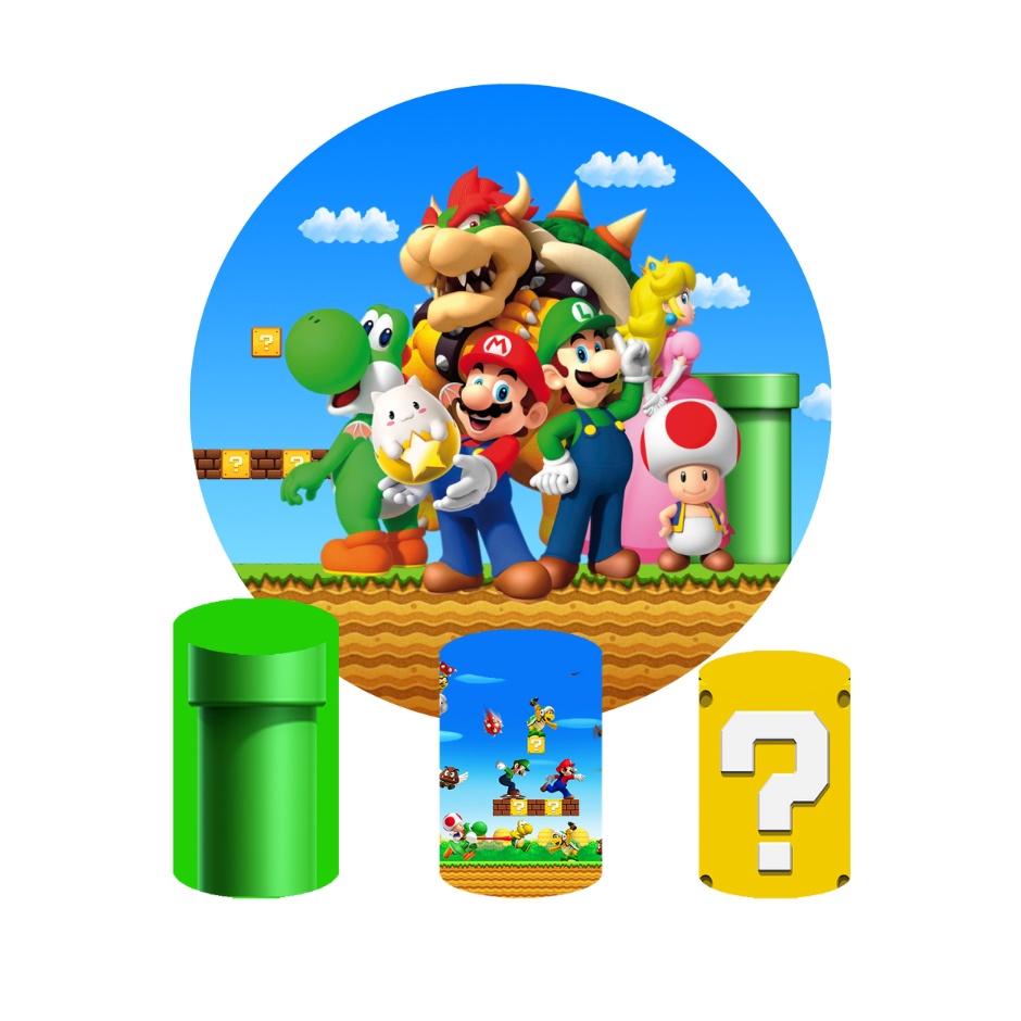 Kit Painel Redondo 1,5x1,5 +3 Capas Mario Bros | Shopee Brasil