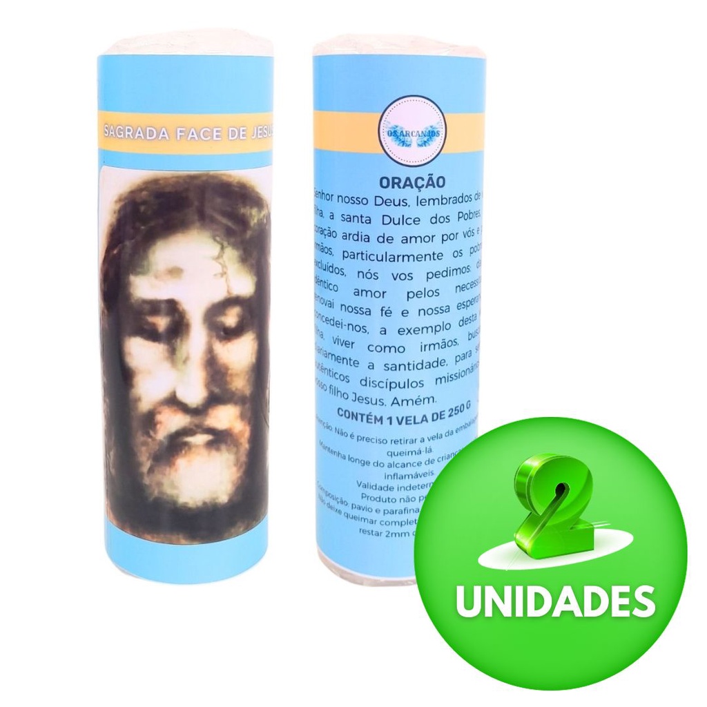 Vela 7 dias votiva Sagrada Face de Jesus azul 2 unidades | Shopee Brasil