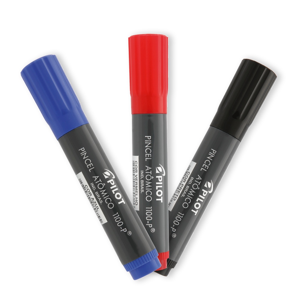 Canetão Permanente Pincel Atômico 1100-P Kit 3 Cores | Shopee Brasil