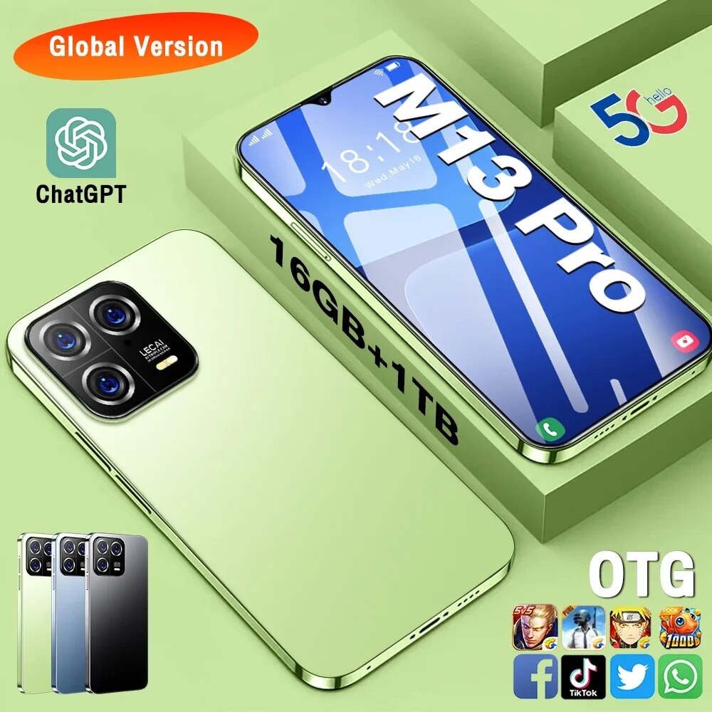 Novo Original M13 Pro Celulares 7.3HD SmartPhone 5G 16 1TB Dual Sim ...