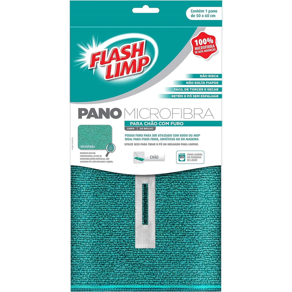 Pano Flash Limp Microfibra Chão com Furo 50 x 60 cm FLP6735 | Shopee Brasil