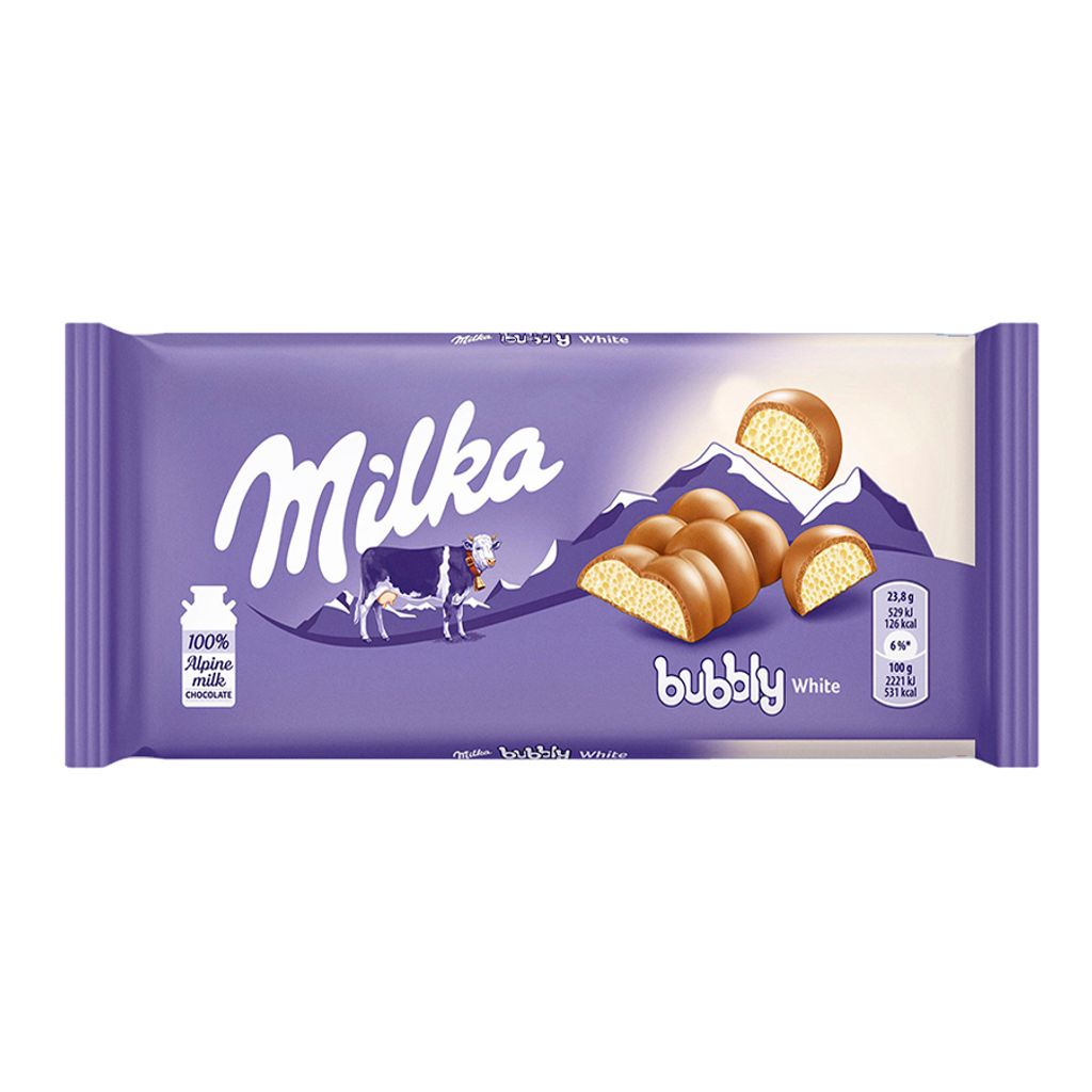 Barra de Chocolate Bubbly White 100Gr - Milka | Shopee Brasil