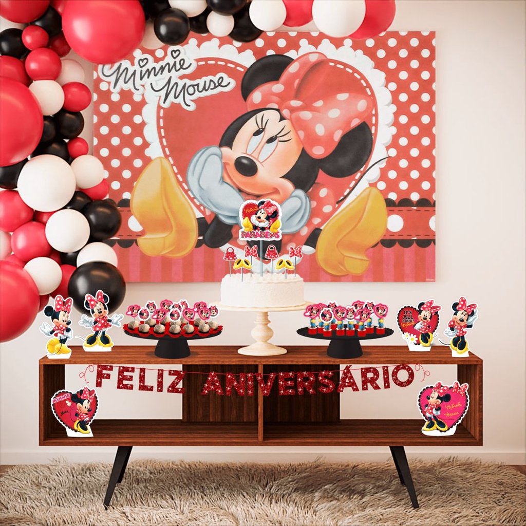 KIT FESTA FACIL DECORAÇÃO MINNIE | Shopee Brasil