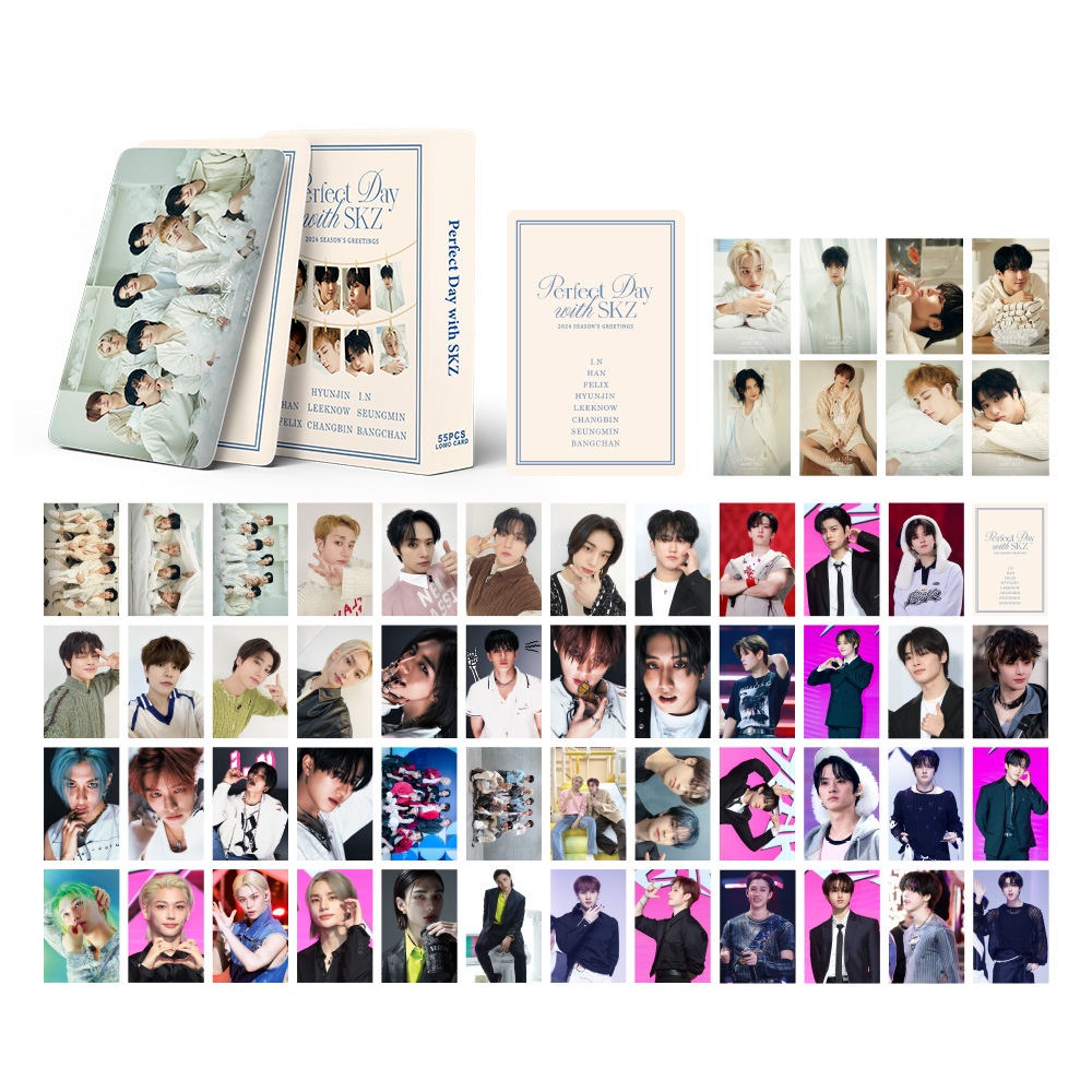 55pcs STRAY KIDS Lomo cards Perfect Day 2024 SEASON’S GREETINGS Rock ...