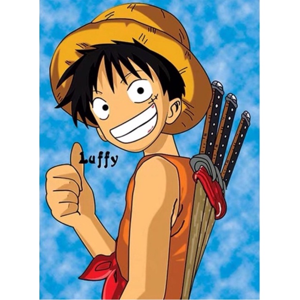 5D DIY Diamante Número De Pintura Com Adesivo One Piece Luffy Presente ...