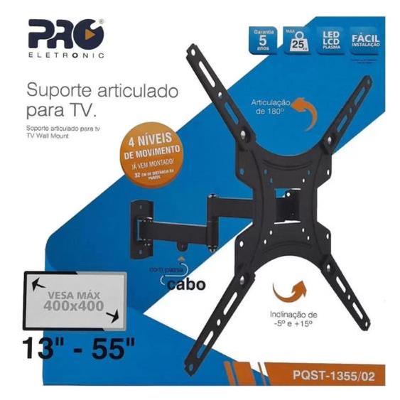 Suporte Articulado Para TV PRO Eletronic PQST-1355/02 | Shopee Brasil