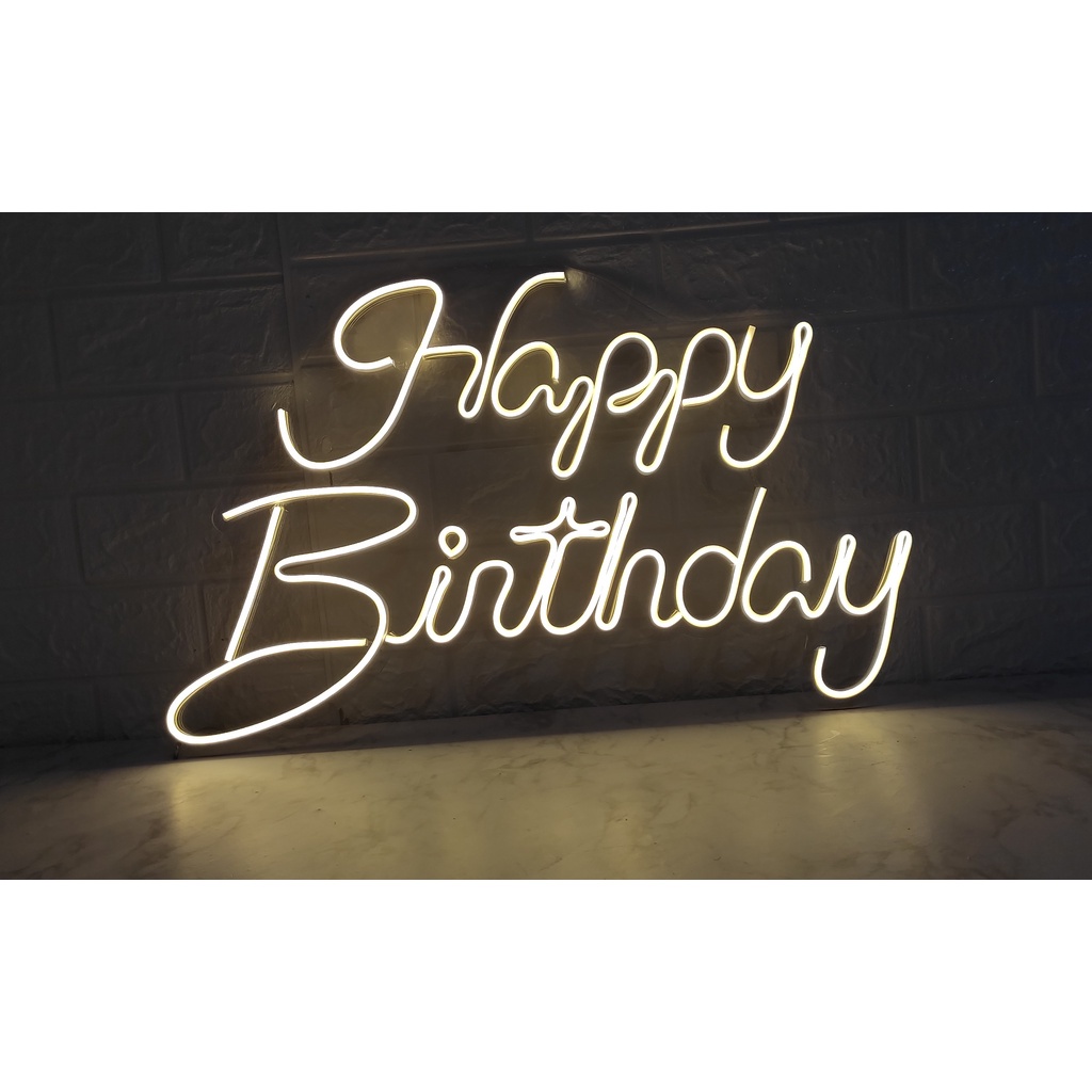 Placa Letreiro Luminoso Led Neon Happy Birthday | Shopee Brasil