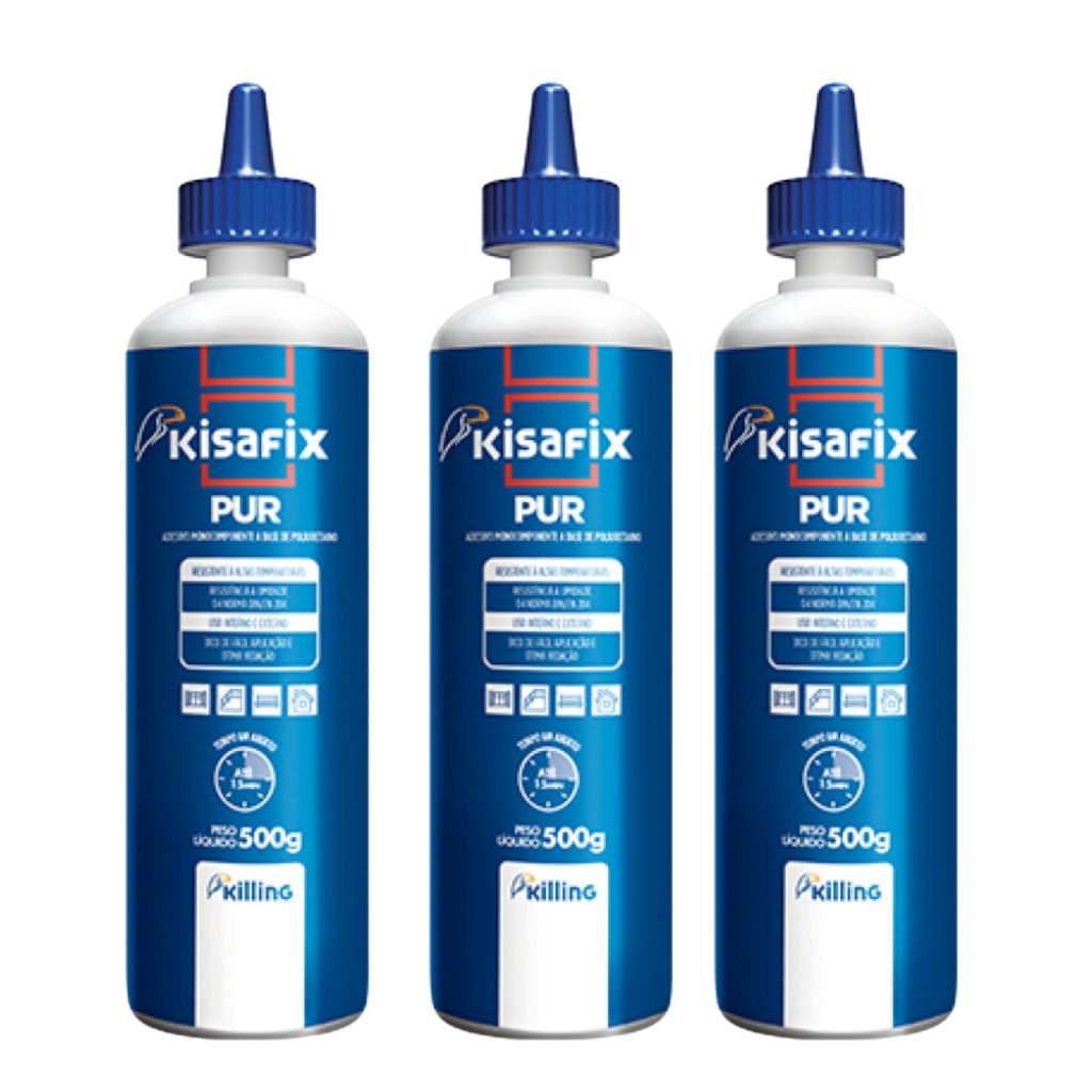 Kit 3un Cola Pur Kisafix Adesivo Expansiva Monocomponente 500g | Shopee Brasil