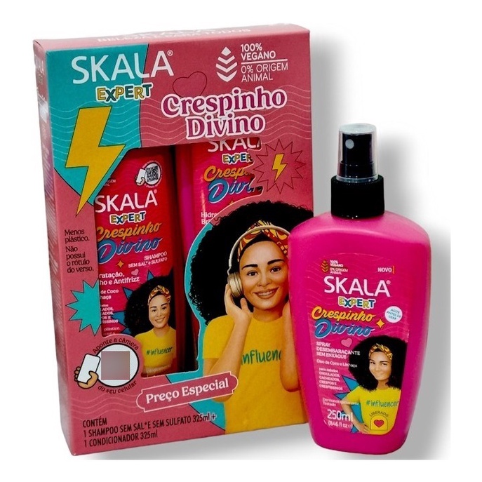 Kit Shampoo E Condicionador + Spray Skala Crespinho Divino | Shopee Brasil