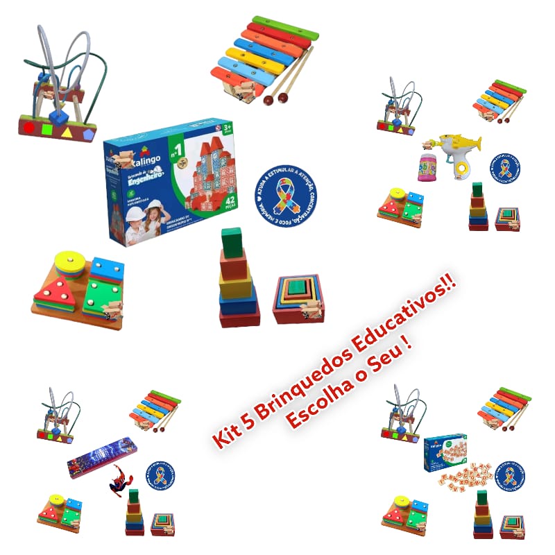 Kit Atividades 05 Brinquedos Pedagógicos Educativos Em Madeira - Primeira Infância TDAH | Shopee ...