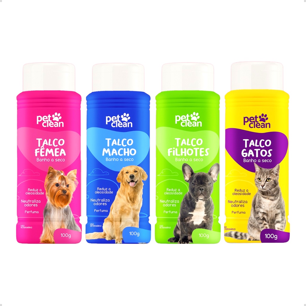 Talco para Cachorro e Gato Banho a Seco Pet Clean - 100 gramas | Shopee ...