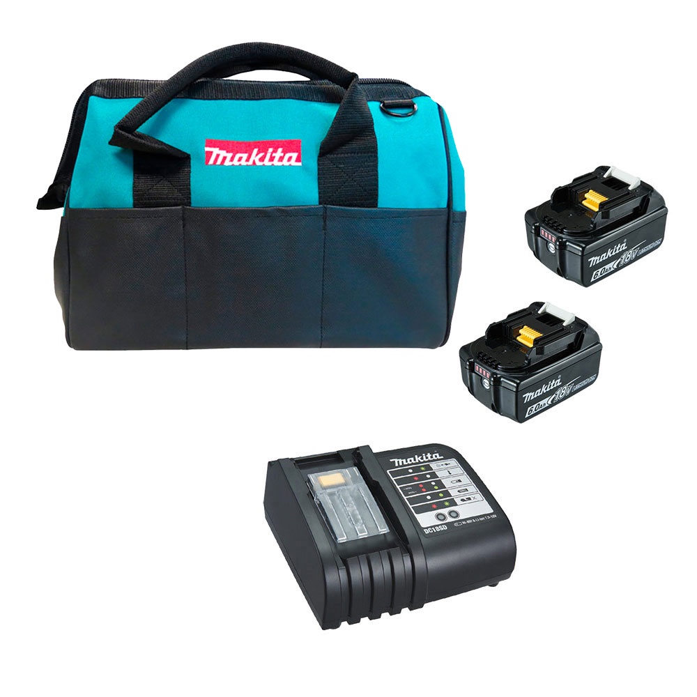 Kit Carregador Bivolt + 2 Baterias 18V 6AH + Bolsa DC18SD+BL1860B Makita | Shopee Brasil