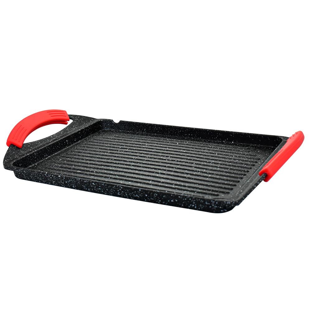 Chapa Grill Para Fogão E Indução Antiaderente Cerâmica Preto 26x34cm ...